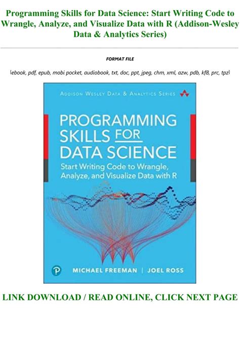 Pdf Download Programming Skills For Data Science Start Writing Code To Wrangle Analyze And