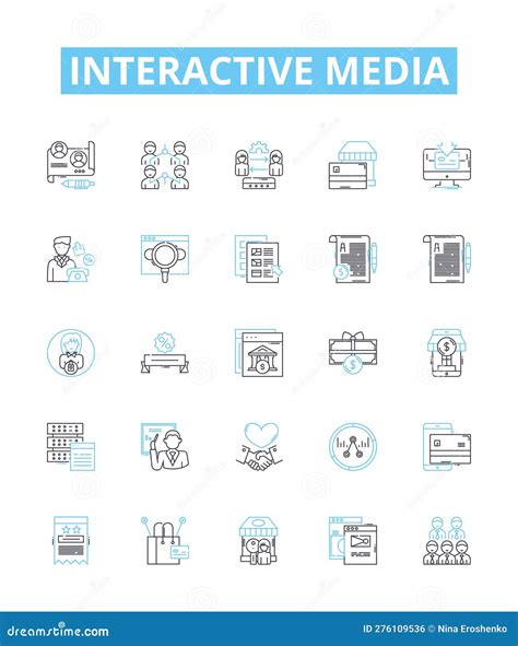 Interactive Media Line Icons Collection Engagement Gamification Immersive Interface