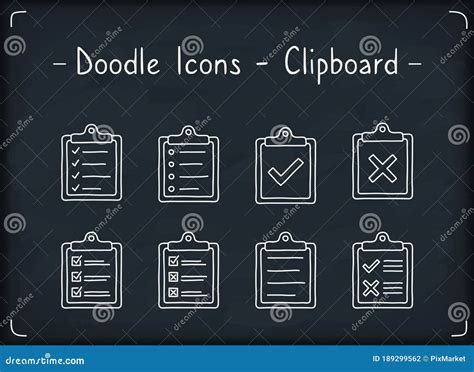 Clipboard Doodle Icons Stock Vector Illustration Of Drawn 189299562