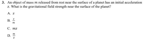 Solved An Object Of Mass M Released From Rest Near The Chegg