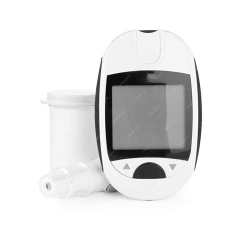 Premium Photo Digital Glucometer Lancet Pen And Container On White