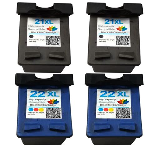 4 Replacement Ink Cartridge For HP 21 22 XL Deskjet F370 F375 F380