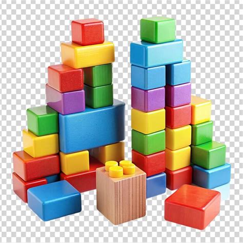 A Stack Of Colorful Lego Blocks On Transparent Background Premium AI Generated PSD