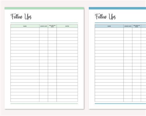 Printable Follow Up Sheet Business Follow Ups Small Business Etsy