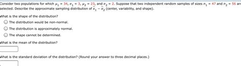Solved 56 Are Consider Two Populations For Which M1