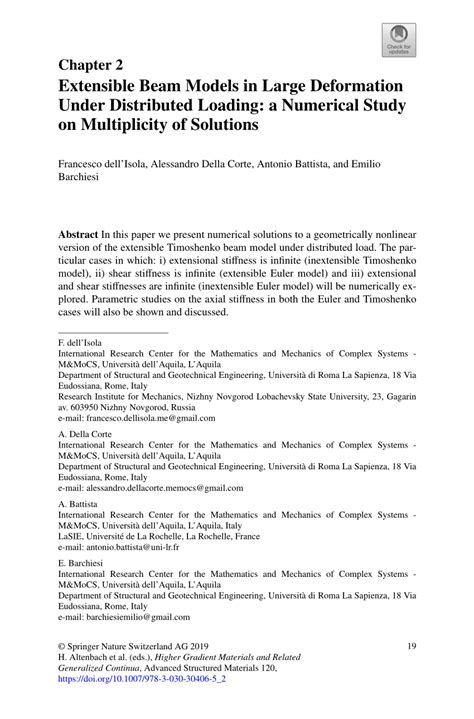 Pdf Extensible Beam Models In Large Deformation Under Distributed Loading A Numerical Study Pdf Extensible Beam Models In Large Deformation Under Distributed Loading A Numerical Study