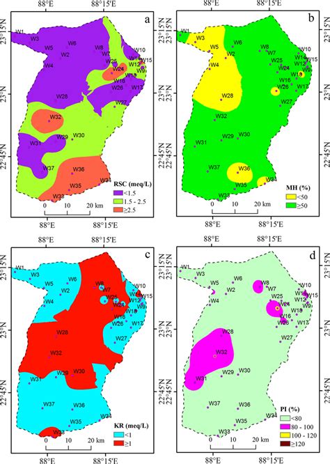 Spatial Distribution Irrigation Water Indices Of Groundwater A Rsc B Download Scientific