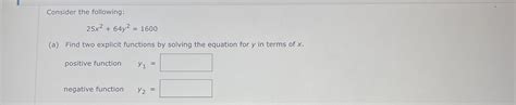 solved consider the following 25x2 64y2 1600 a ﻿find two