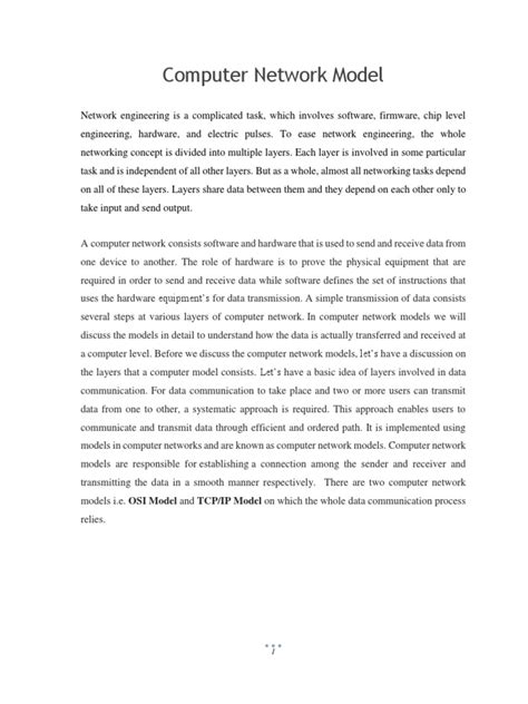 Computer Network Model Pdf Osi Model Internet Protocol Suite