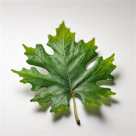 1 Green Oak Leaf On A White Background Super Realistic Photo Contrasting Colors Stock