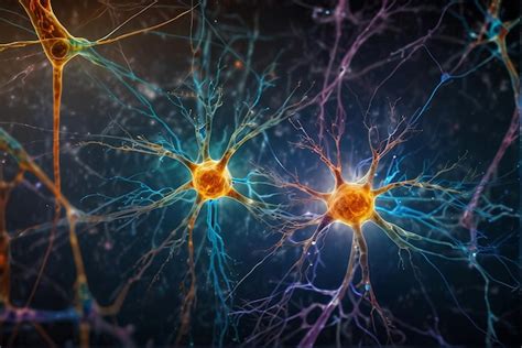 Visualization Of Nerve Cells Transmission Of Electrical Impulses Premium Ai Generated Image