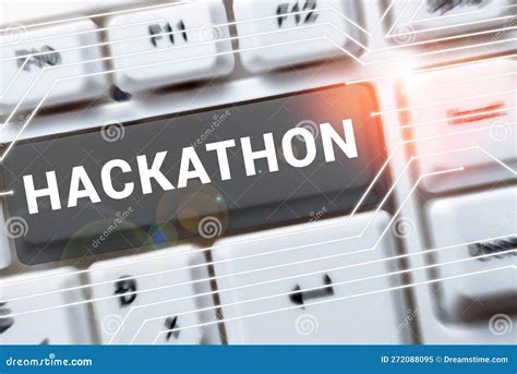 Text Sign Showing Hackathon Business Concept Event Where Large Number