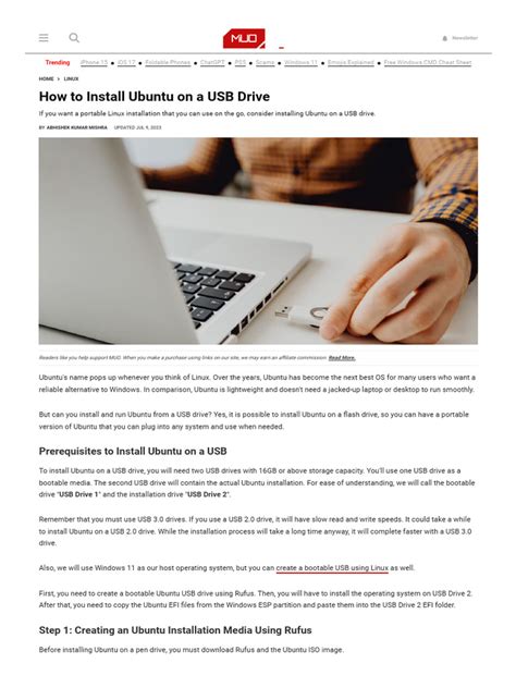 how to install ubuntu on a usb drive pdf