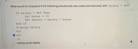 Solved What Would Be Displayed If The Following Pseudocode
