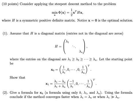 10 Points Consider Applying The Steepest Descent