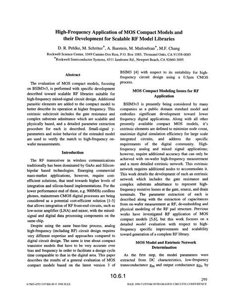 pdf high frequency application of mos compact models and their