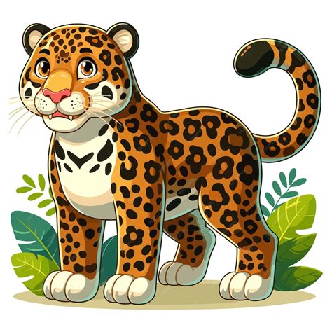 Premium Vector Cute Jaguar Cartoon Vector Style White Background