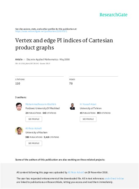 pdf vertex and edge pi indices of cartesian product graphs