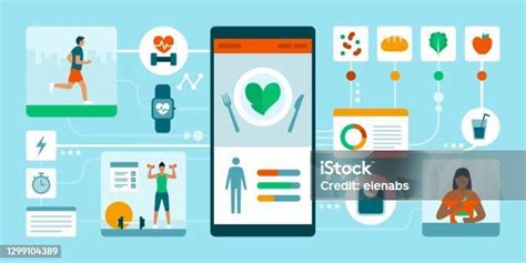 건강한 라이프 스타일과 균형 잡힌 다이어트 응용 프로그램 운동에 대한 스톡 벡터 아트 및 기타 이미지 운동 영양사 인체 Istock