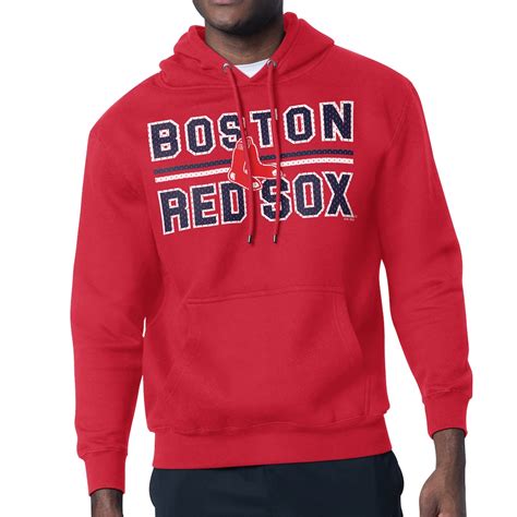 Mens Boston Red Sox Starter Red Team Mesh Print Graphic Pullover Hoodie
