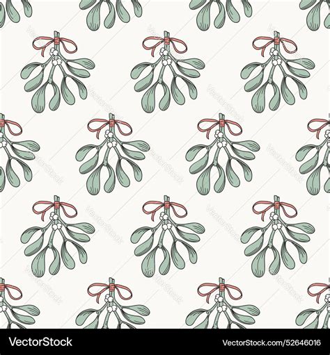 Mistletoe Seamless Pattern Royalty Free Vector Image
