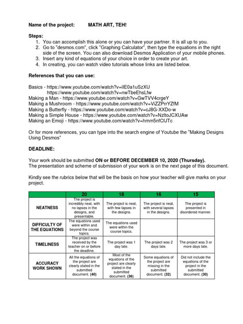 Pre Calculus Projects Guidelines 1st Quarter Pdf