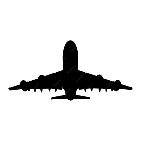 비행기 실루엣 검정 흰색 배경 벡터 일러스트 레이 션에서 격리 프리미엄 벡터