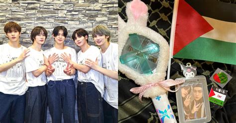 txt fans wave palestinian flags during concert koreaboo