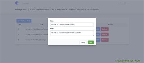 Laravel Livewire Crud Using Jetstream Tailwind Css Itsolutionstuff