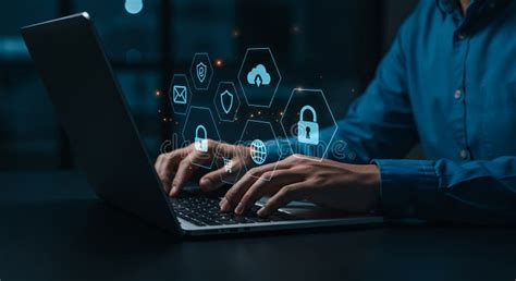 Cyber Security On Laptop Protecting Data With Encryption And Cloud