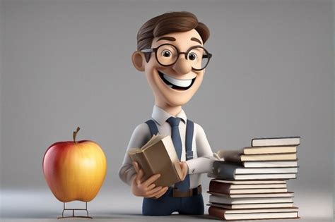 Premium Photo Smiley Teacher Holding A Bunch Of Books And An Apple On