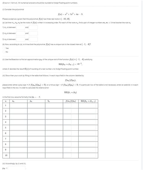 Solved Bisection Method All Numerical Answers Should Be