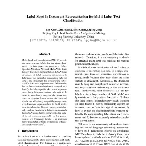 Label Specific Document Representation For Multi Label Text