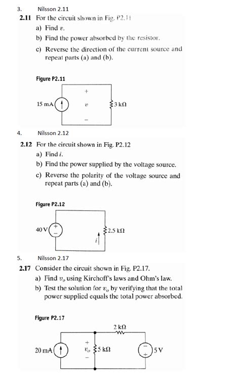 Solved For The Circuit Shown In Fig P211 Find V Find