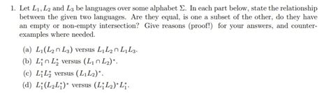 solved let l1 l2 ﻿and l3 ﻿be languages over some alphabet Σ