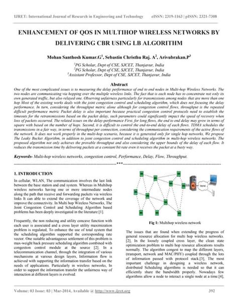 Enhancement Of Qos In Multihop Wireless Networks By Delivering Cbr Using Lb Algorithm Pdf