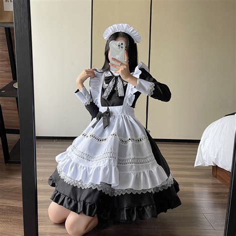 英式长袖女仆装 Cosplay服 日系制服 可爱连衣裙大码女佣 阿里巴巴
