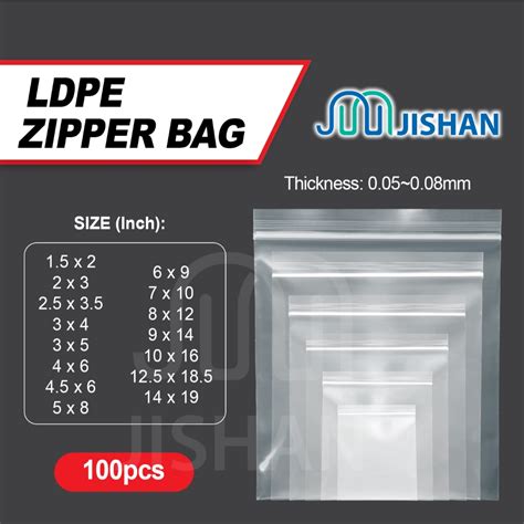 100pcs Large Zipper Plastic Bag Ldpe Zip Lock Storage Bag Seal