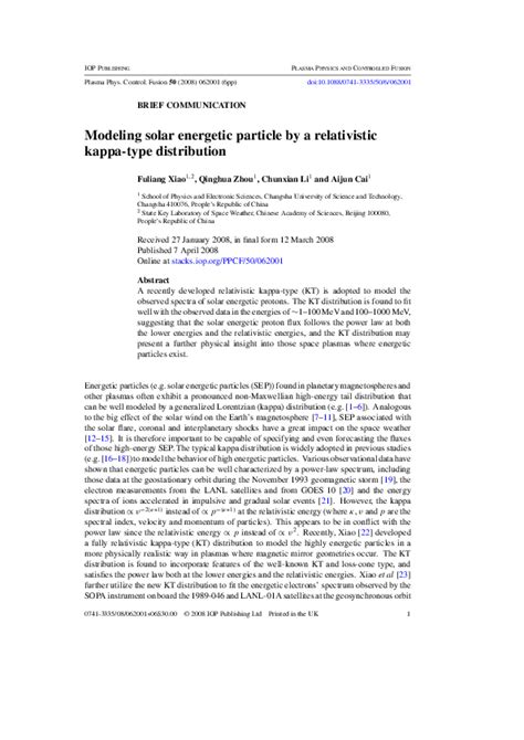 Pdf Modeling Solar Energetic Particle By A Relativistic Kappa Type Distribution