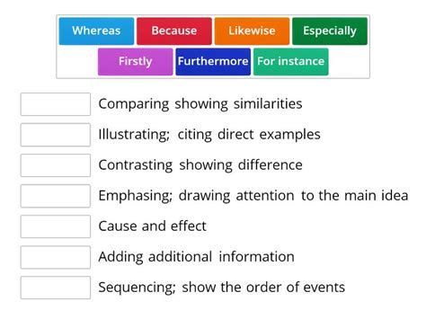 Discourse Markers Quiz 1 Match Up