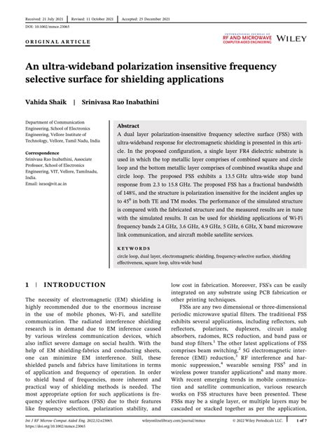 An Ultra‐wideband Polarization Insensitive Frequency Selective Surface