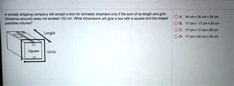 solved aprivate shipping company will accept a box for domestic