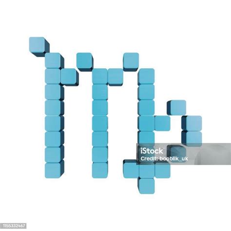 처녀 자리의 가장 단순화 된 조디악 기호는 파란색 큐브 복 셀 또는 픽셀 아트에서 3d로 만들어진 흰색에 고립 되어 있습니다 0명에 대한 스톡 사진 및 기타 이미지 Istock