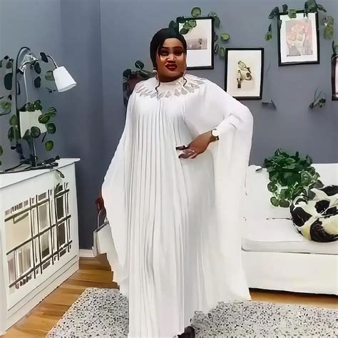 Women Pleated Diamonds Loose Maxi Evening Dress Djellaba Boubou Robe