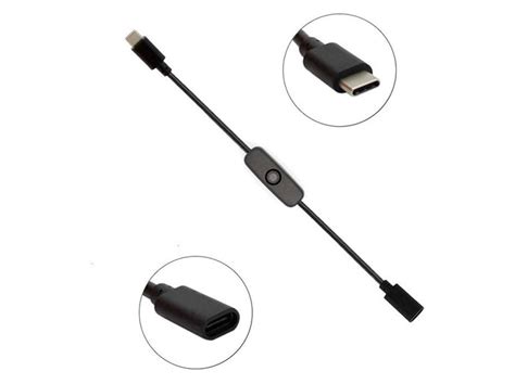 USB C Male To USB C Female Power Supply Cable With Switch M
