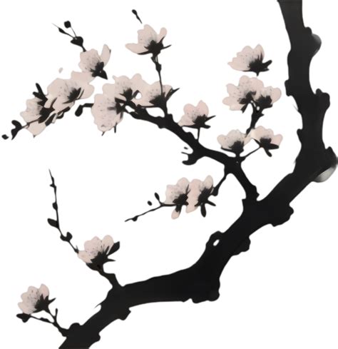 Graceful Sumi E Cherry Blossom Illustration 49953642 Png