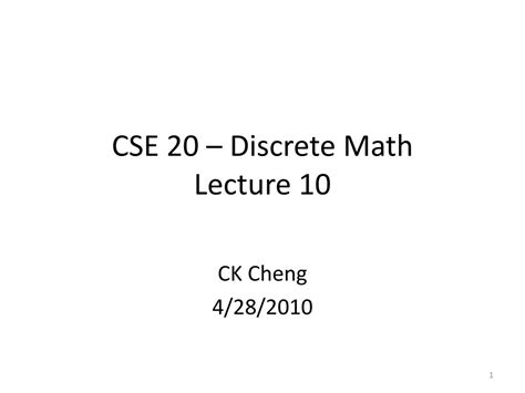 ppt cse 20 discrete math lecture 10 powerpoint presentation free