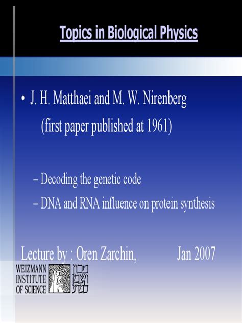 Deciphering The Genetic Code Nirenberg Pdf Rna Proteins