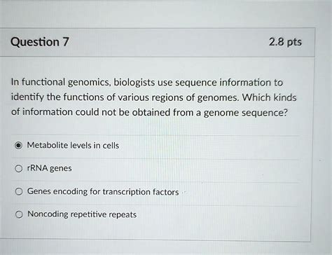 Solved In Functional Genomics Biologists Use Sequence Information To Identify The Functions Of
