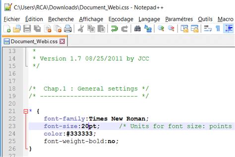 Modifier La Feuille De Style Css Dun Document Web Intelligence